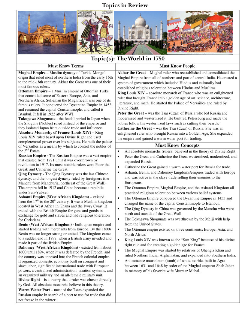 Global II - The World in 1750 - LearnSocialStudies